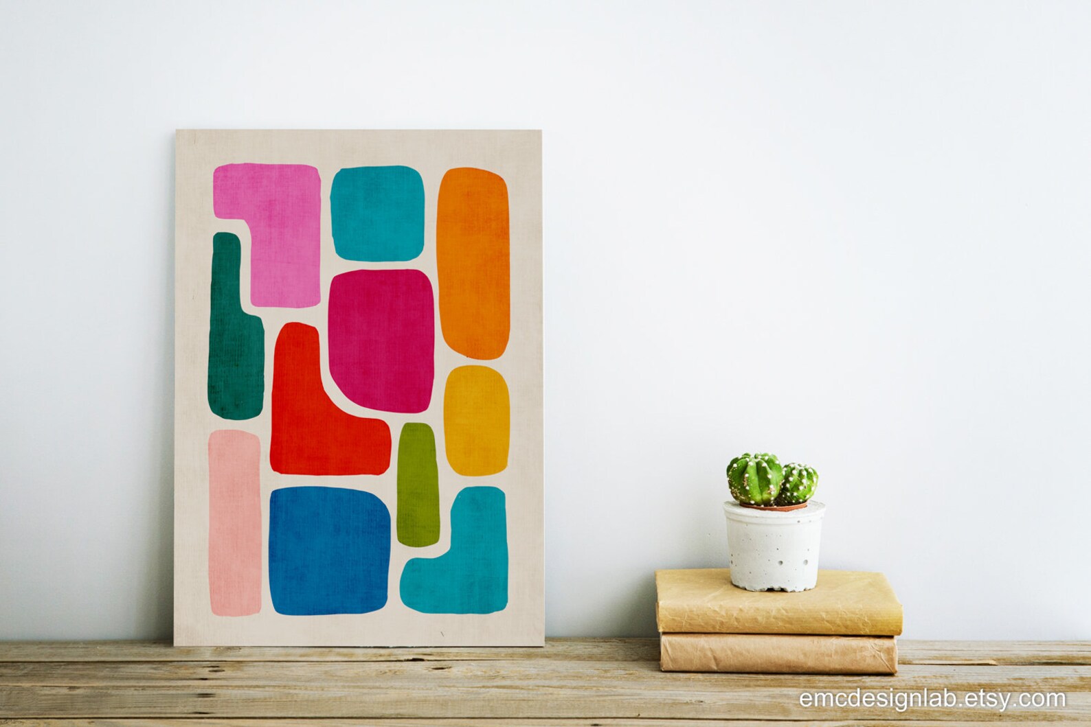 Colorful Abstract Shapes Print Colorful Wall Art Vibrant - Etsy