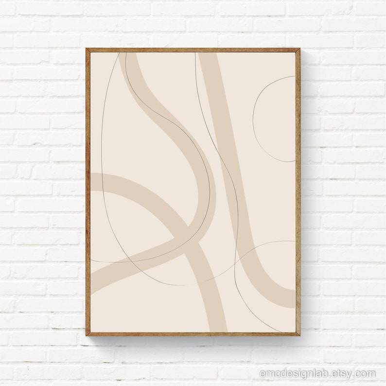 Minimalist Beige Print Beige Line Art Abstract Lines Wall | Etsy