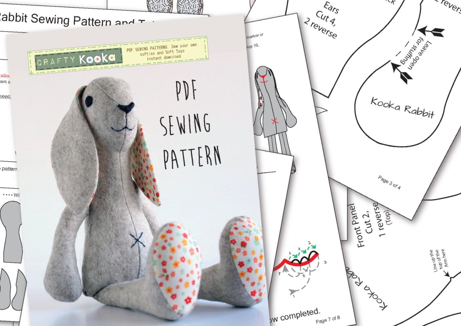 Baby Bunny Plush Sewing Pattern Toy Cloth Bunny Rabbit Pdf | Etsy