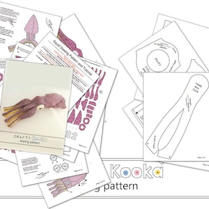 Squid Plush Pattern, Toy Sewing Pattern Squid, Soft Toy Sewing Pattern ...