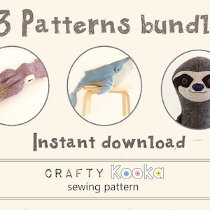 Toy Sewing Pattern Soft Toy Patterns Bundle of 3 Step-by-step - Etsy