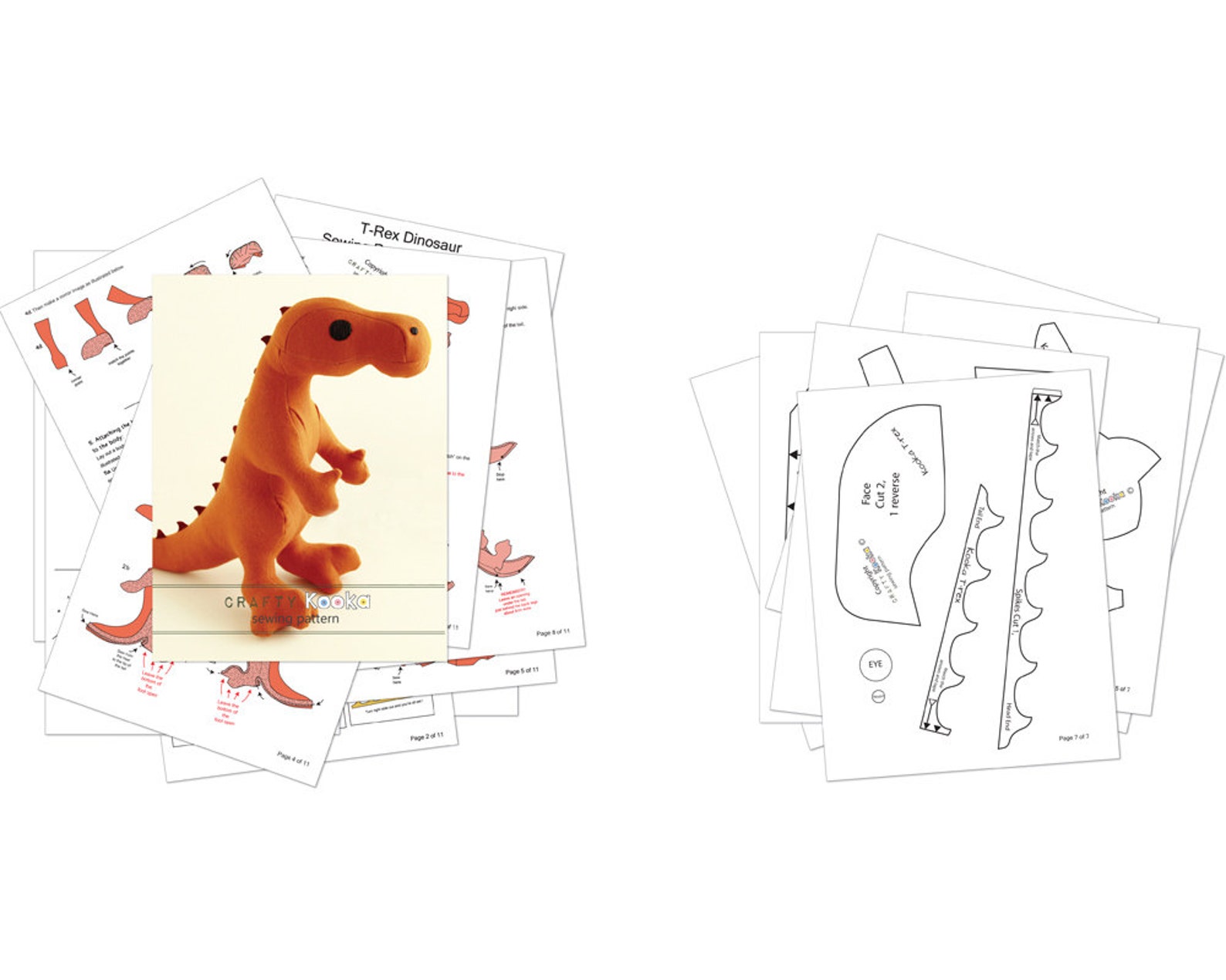 Stuffed Animal Sewing Pattern T-rex Dinosaur Plush Sewing | Etsy