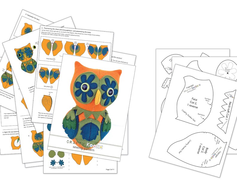 Owl Pdf Sewing Pattern for Instant Download. Owl Diy Tutorial With ...