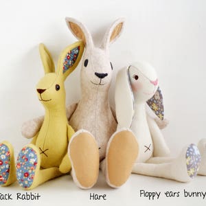 Bunny Rabbit Sewing Pattern Bundle, From Left to Right, Floppy Ear ...