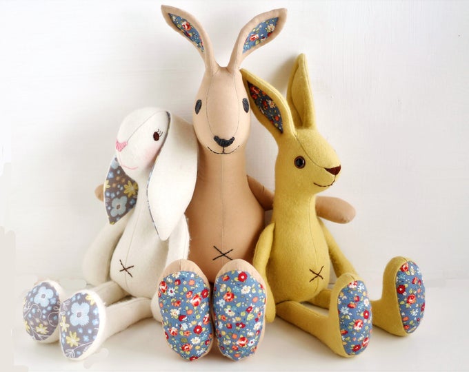 Bunny Rabbit Sewing Pattern Bundle, From Left to Right, Floppy Ear ...