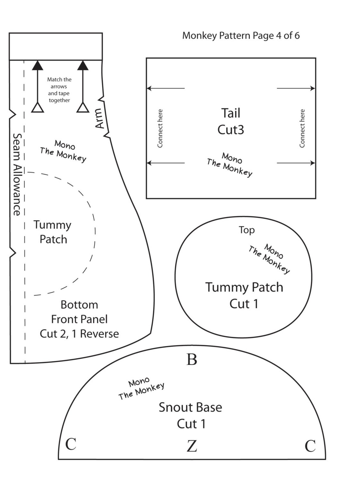Monkey Sewing Pattern Soft Toy PDF Instant Download Sewing - Etsy