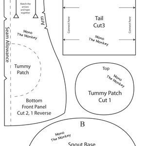 Monkey Sewing Pattern Soft Toy, PDF Instant Download Sewing Project - Etsy
