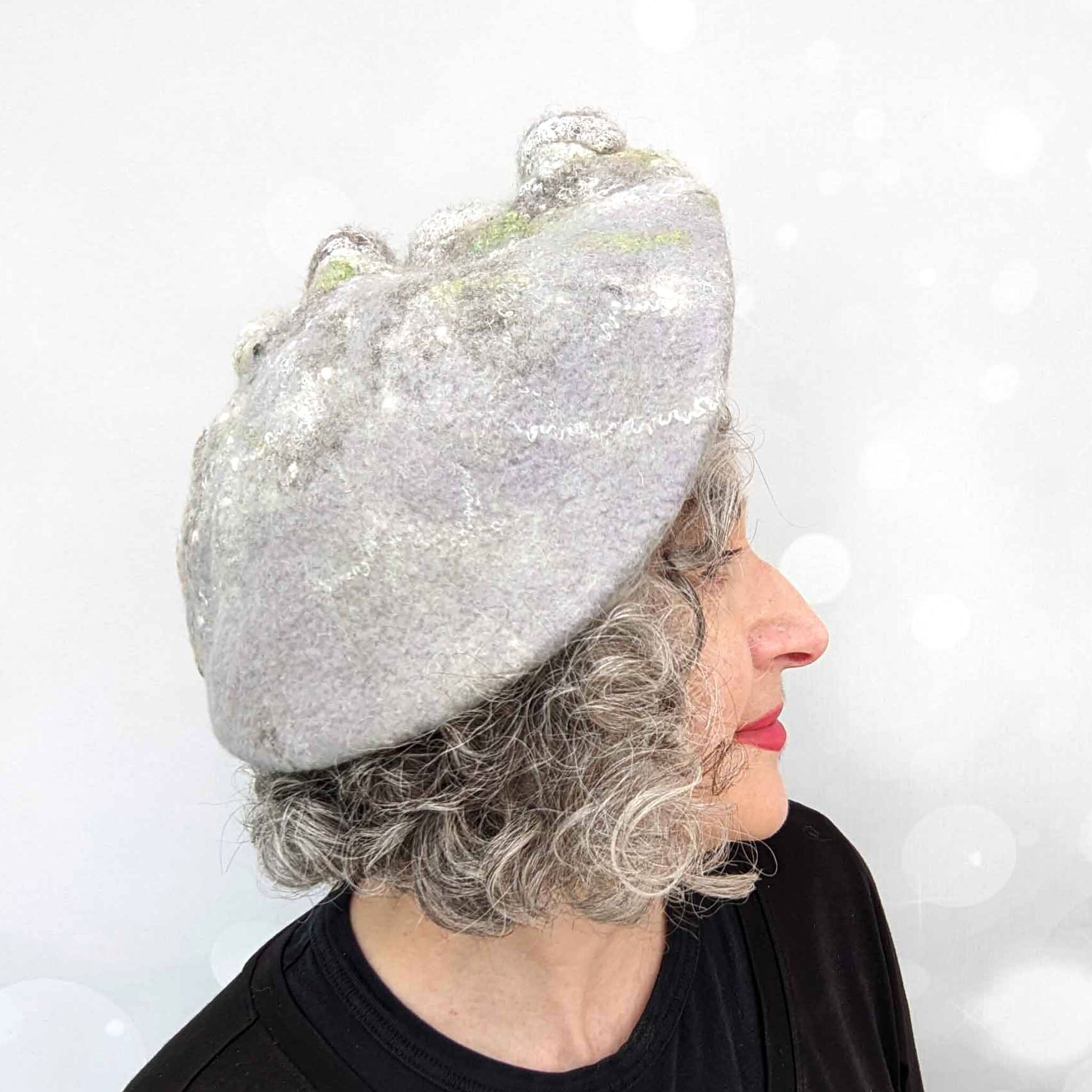 Stylish Gray Wet Felted Beret Inspired by the Mossy Stone Walls of ...