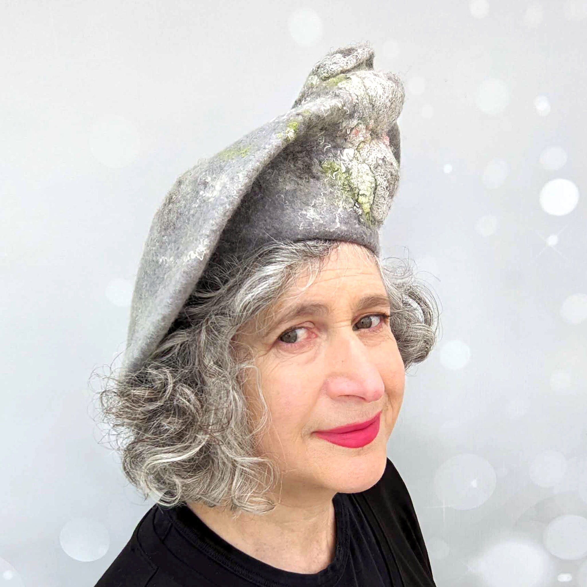 Stylish Gray Wet Felted Beret Inspired by the Mossy Stone Walls of ...