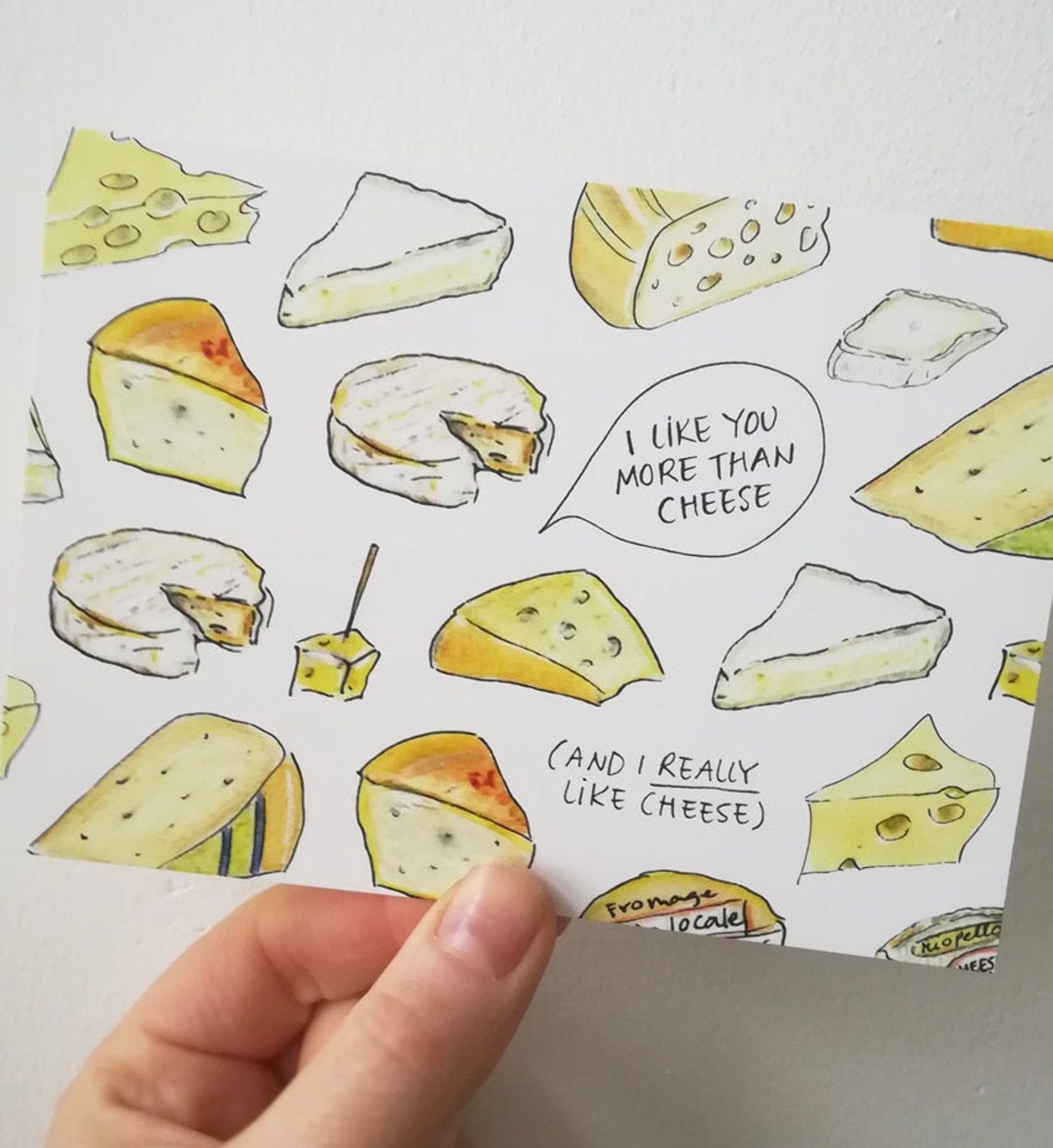 Cheese Lover Card I Like You More Than Cheese Funny | Etsy