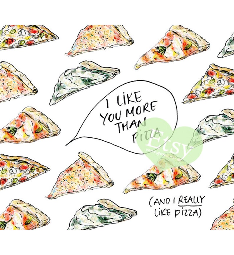 I Like You More Than Pizza Card Funny Pizza Lover Postcard - Etsy