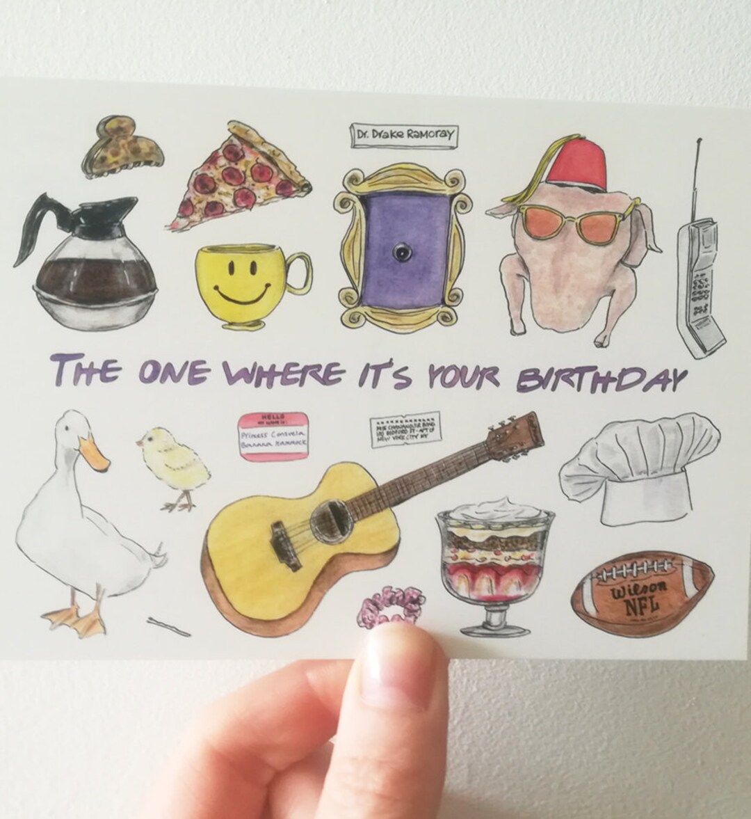 Friends TV Show Birthday Card, How You Doin, Rachel Green, Joey ...