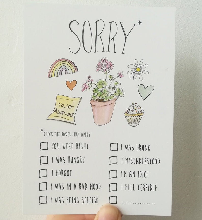 Sorry for Card Funny Apology Postcard Fill In Customizable | Etsy