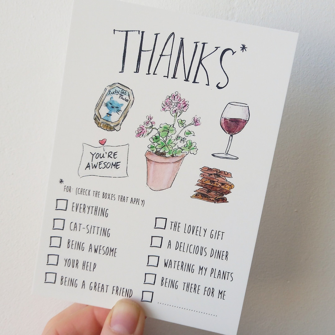 Thank You Card, Thanks for Postcard, Funny Fill In, Personalize ...
