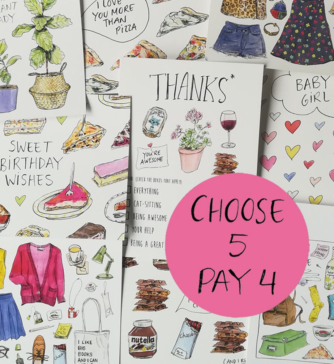 Personalized Card Pack, Set of 5 Postcards, Deal, Multi-pack, Choose 5 ...