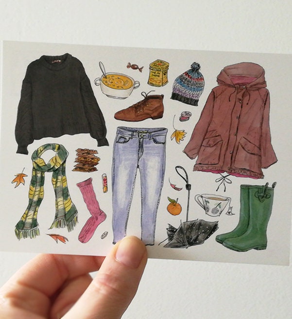 Cosy Autumn Card Fall Inspiration Postcard Cozy Hygge - Etsy