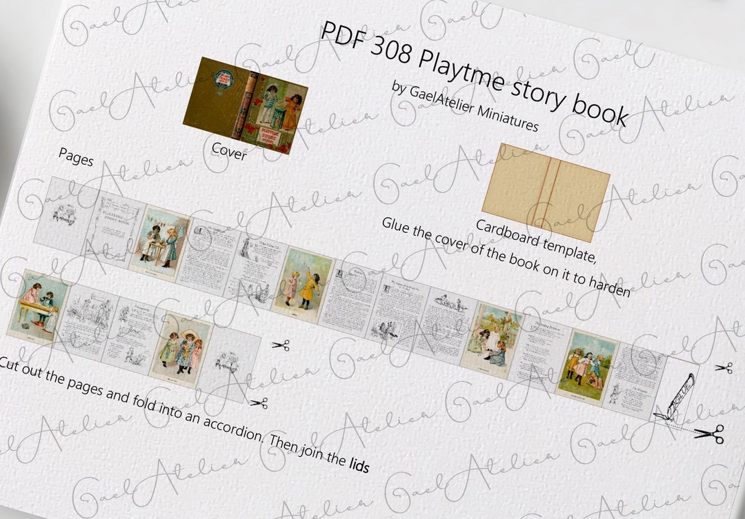 Pdf Playtime Story Book. Dollhouse Miniature Childbook With Pages ...
