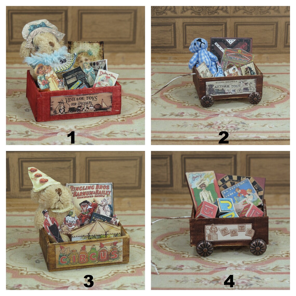 Dollhouse Box Full of Toys Teddy Bear. Dollhouse Miniature | Etsy