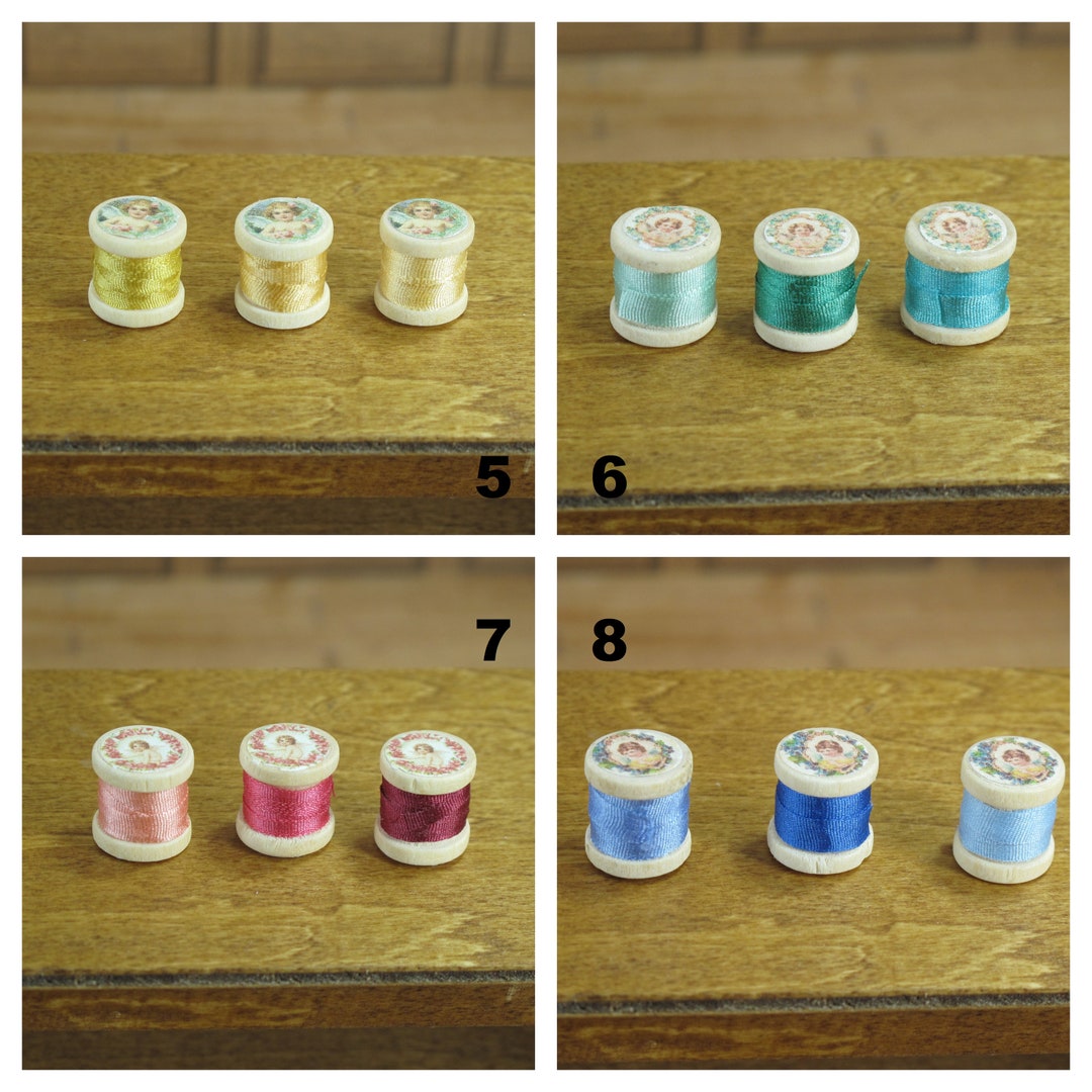 NEW Miniature 3 Spools of Classic Colours Lace Sewing & Haberdashery ...