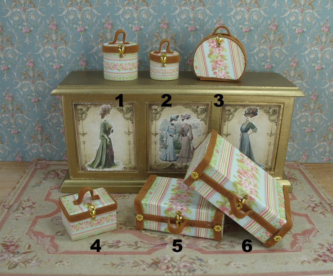 Collection of Luxury Travel Luggage for Doll Houses. 1:12 Miniature Travel Bags. Miniature ...
