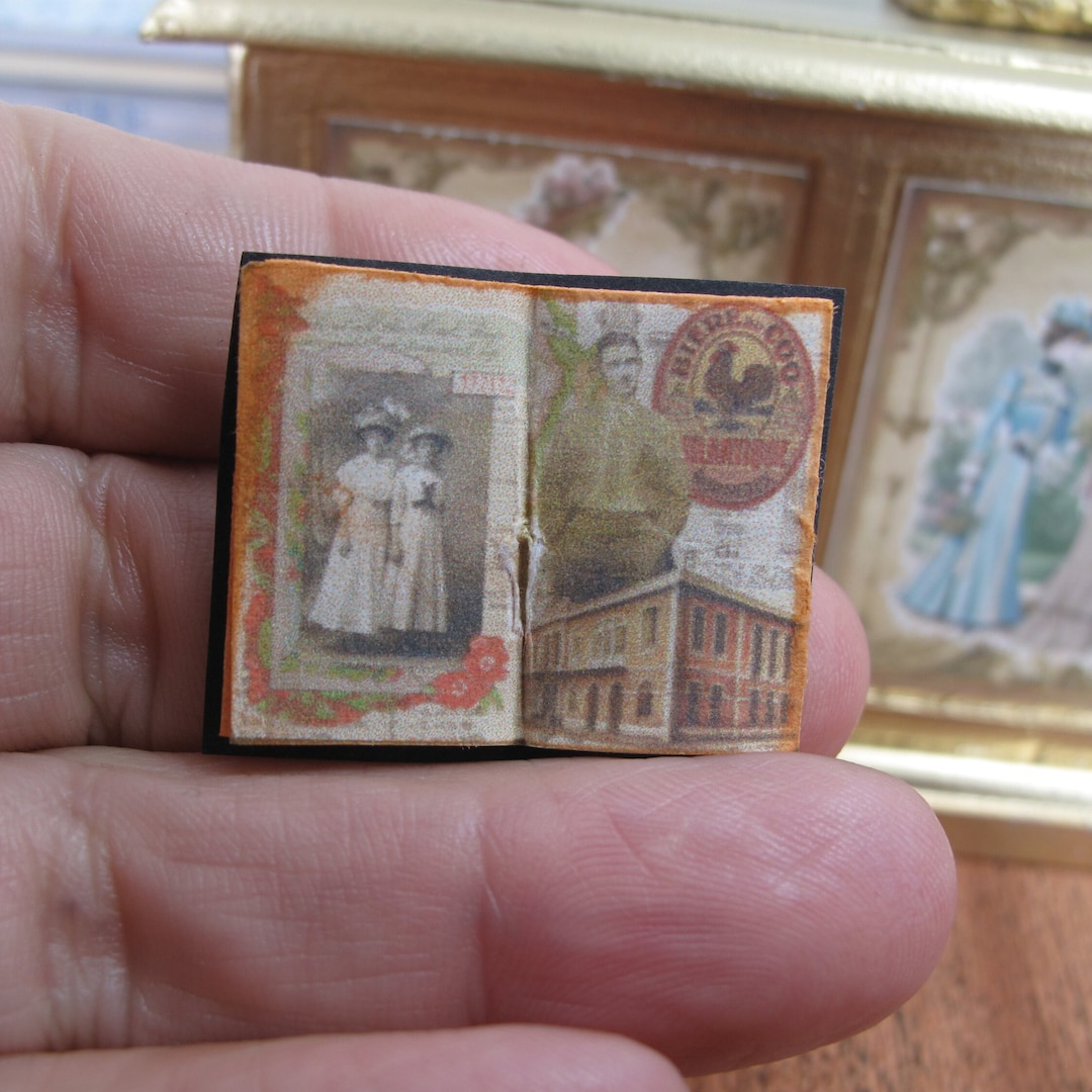 Miniature Open Antique Book. Pages of the Heart: Love Journal for ...