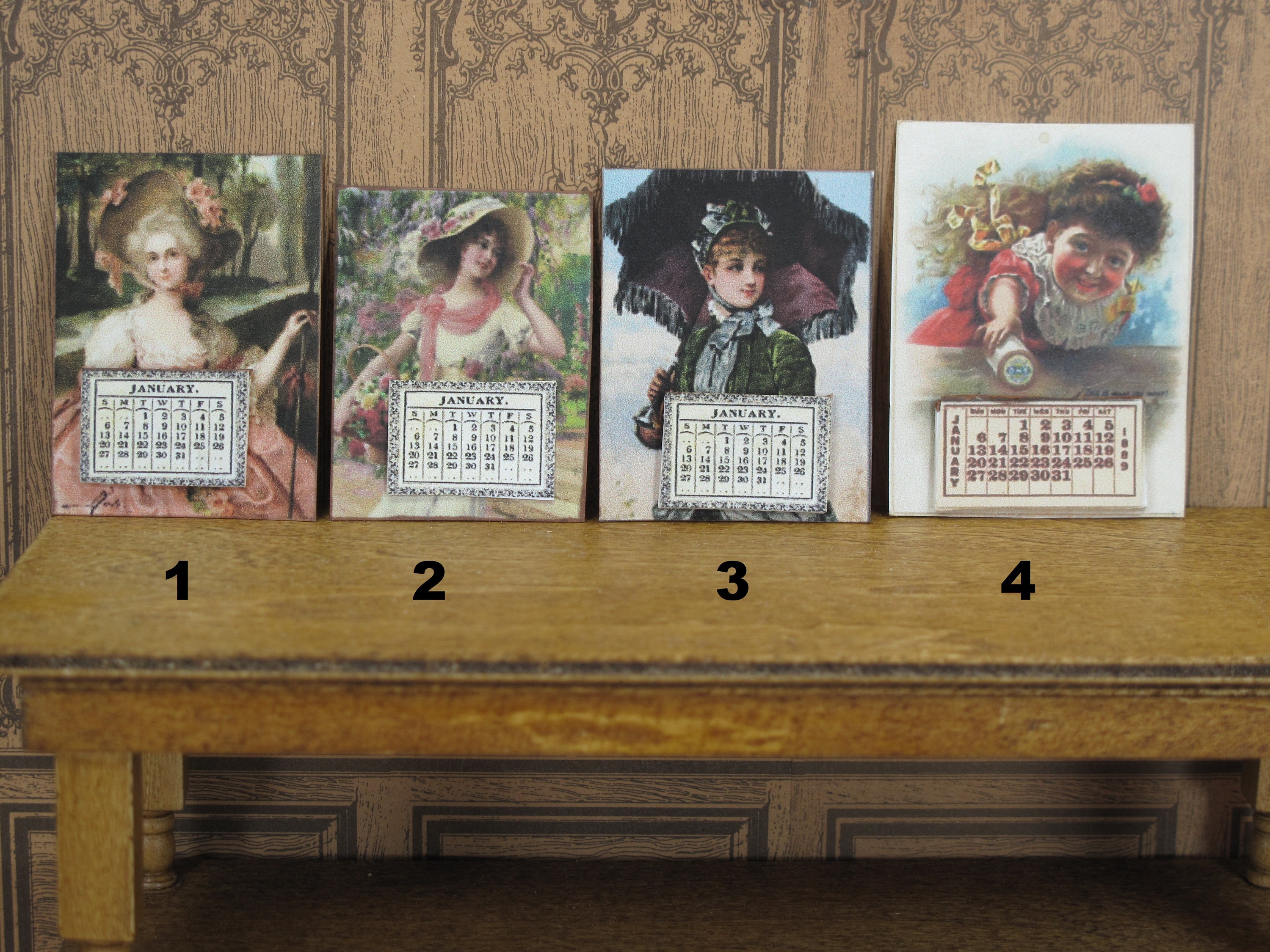Miniature vintage victorian calendar dollhouse 1:12 Dollhouse Miniature ...