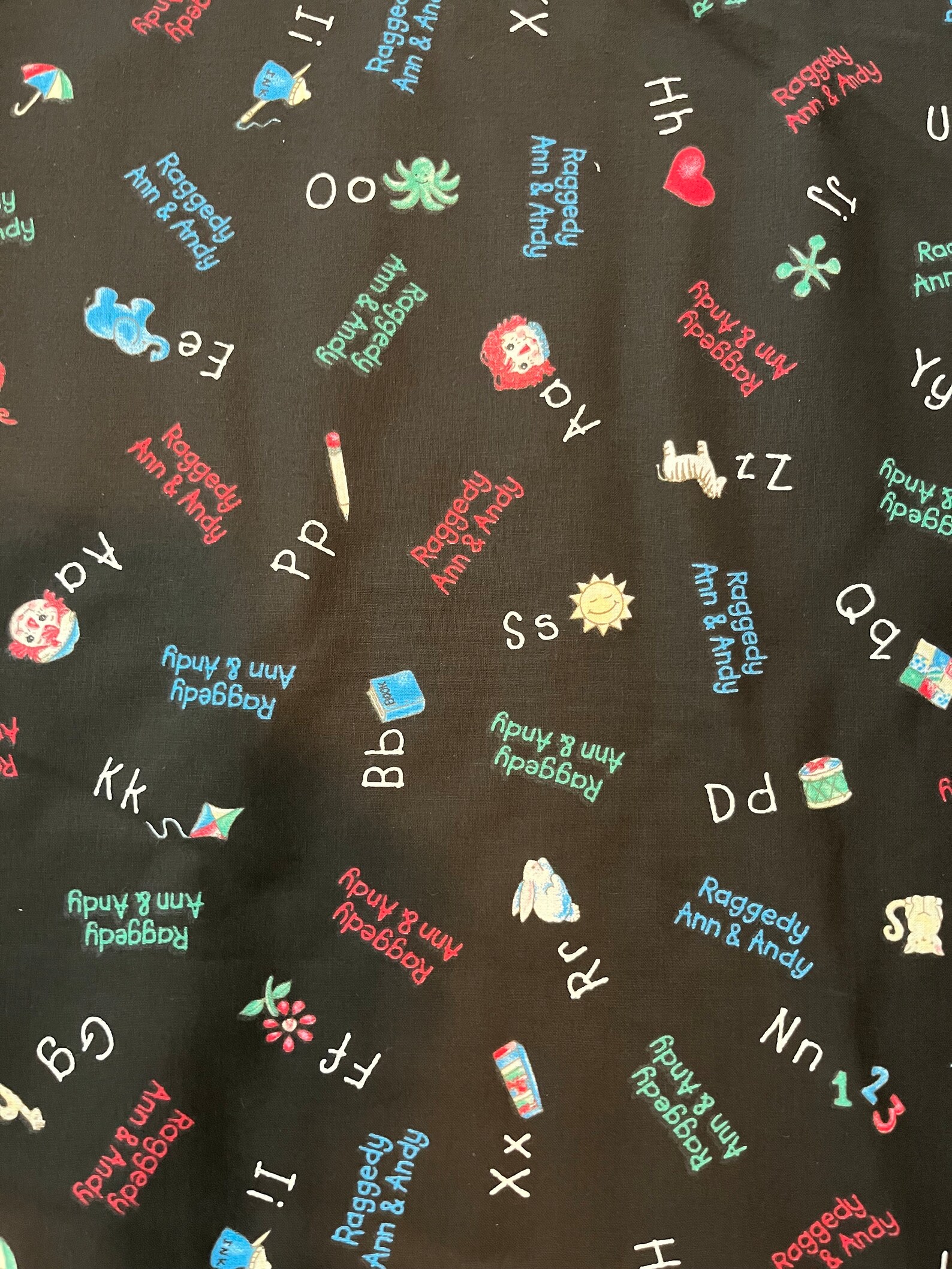 Raggedy Ann and Andy Chalkboard Fabric Out of Print Made by Spring for ...