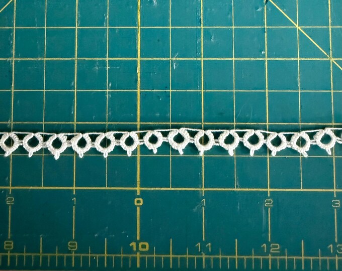 Hand Tatted White Trim Half an Inch Wide and 2 Yards 4 Inches in Length ...