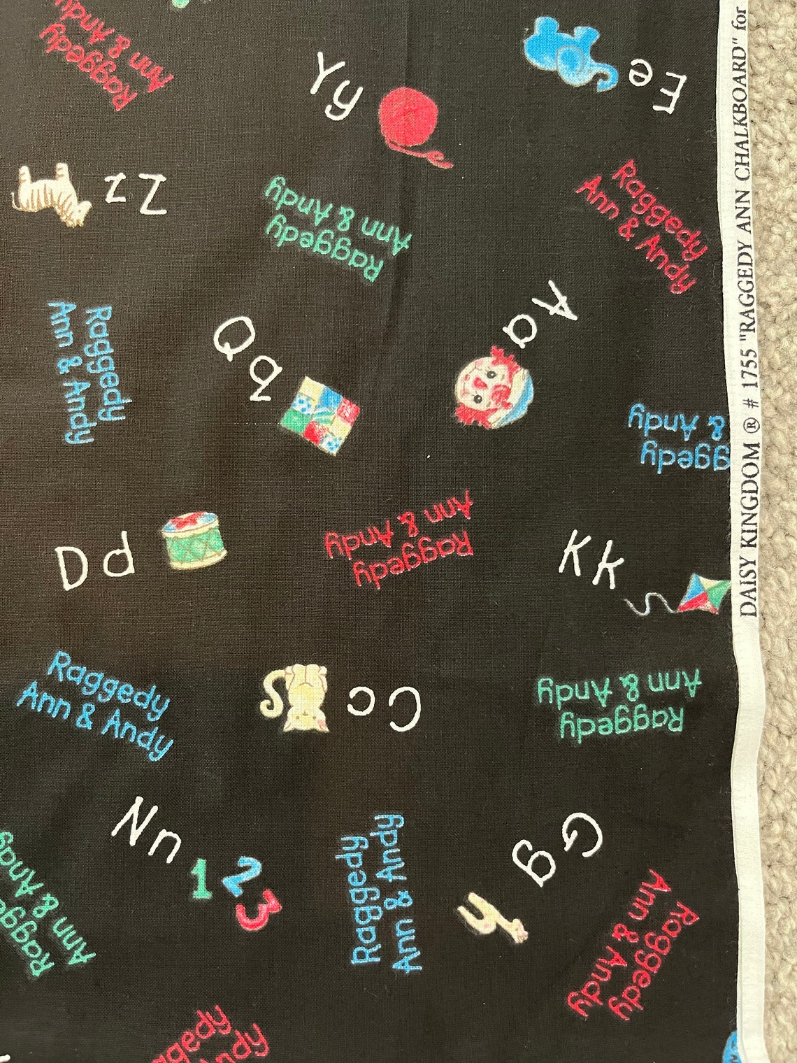 Raggedy Ann and Andy Chalkboard Fabric Out of Print Made by Spring for ...