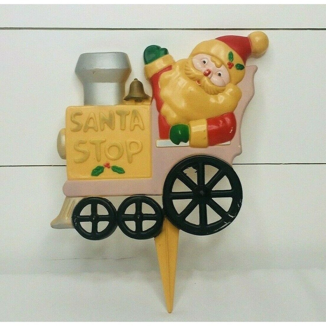 Vintage Santa Train Stop Christmas Yard Sign Multicolor - Etsy