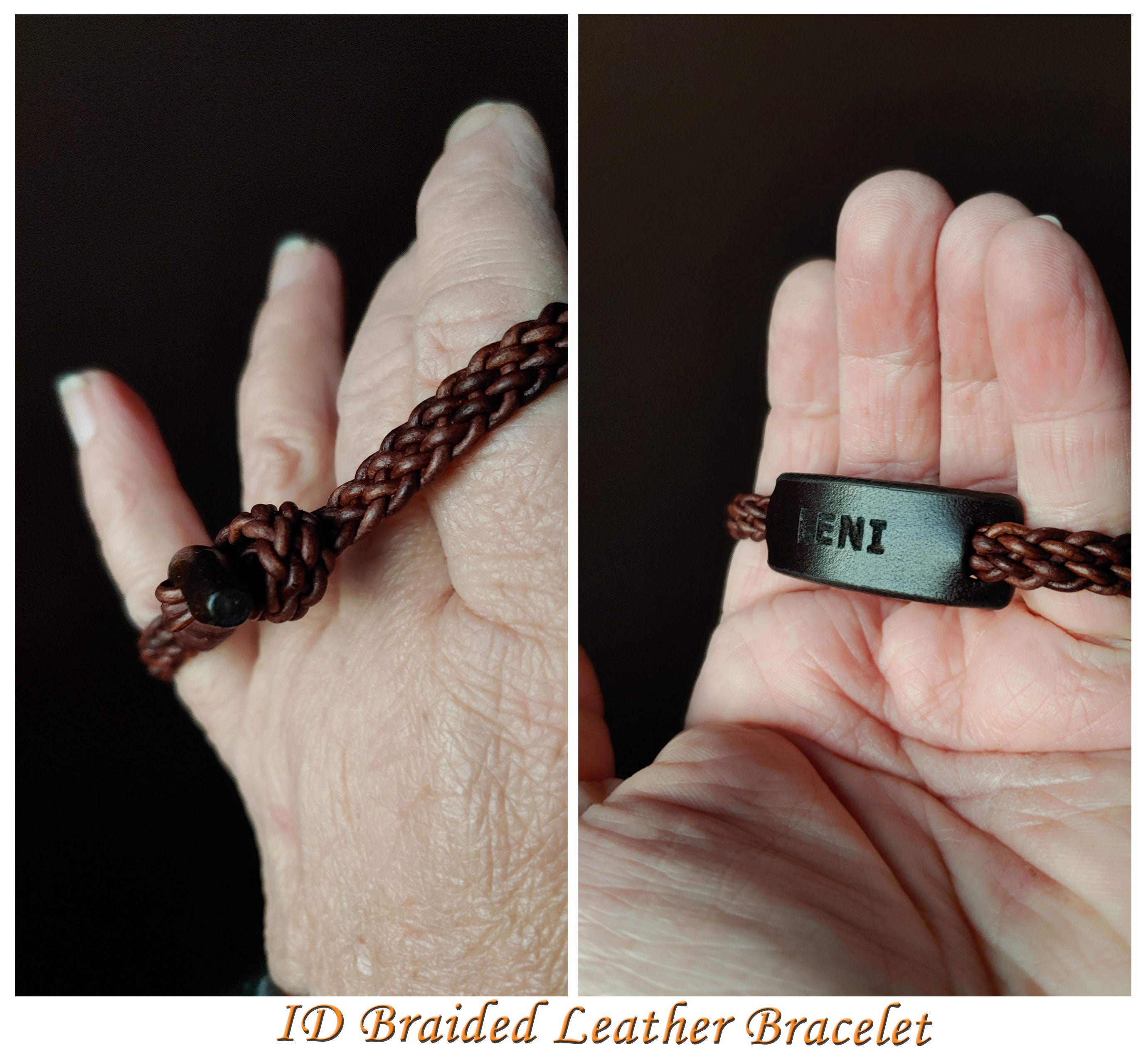 ID Identification Bracelet, Custom Identity Bracelet, Genuine Leather ...