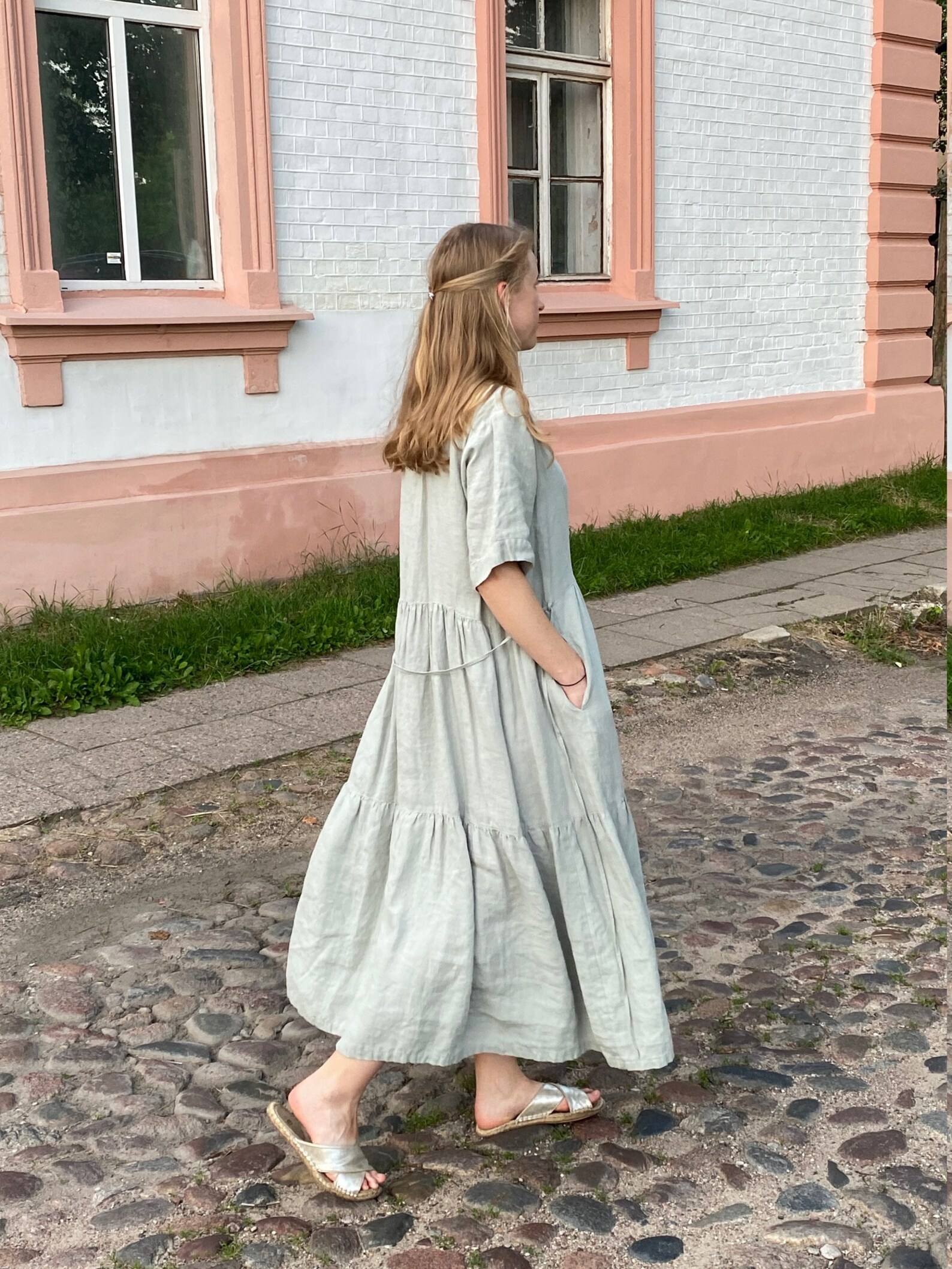 Long Linen Dress With Pockets and Belt Oversized Washed Linen - Etsy