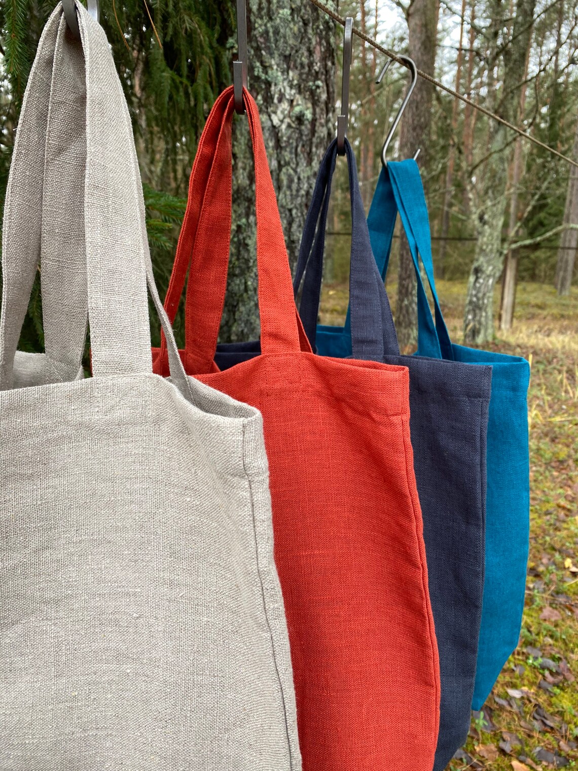 Handmade Linen Tote Bag: Reusable Shopping or Beach Bag - Etsy