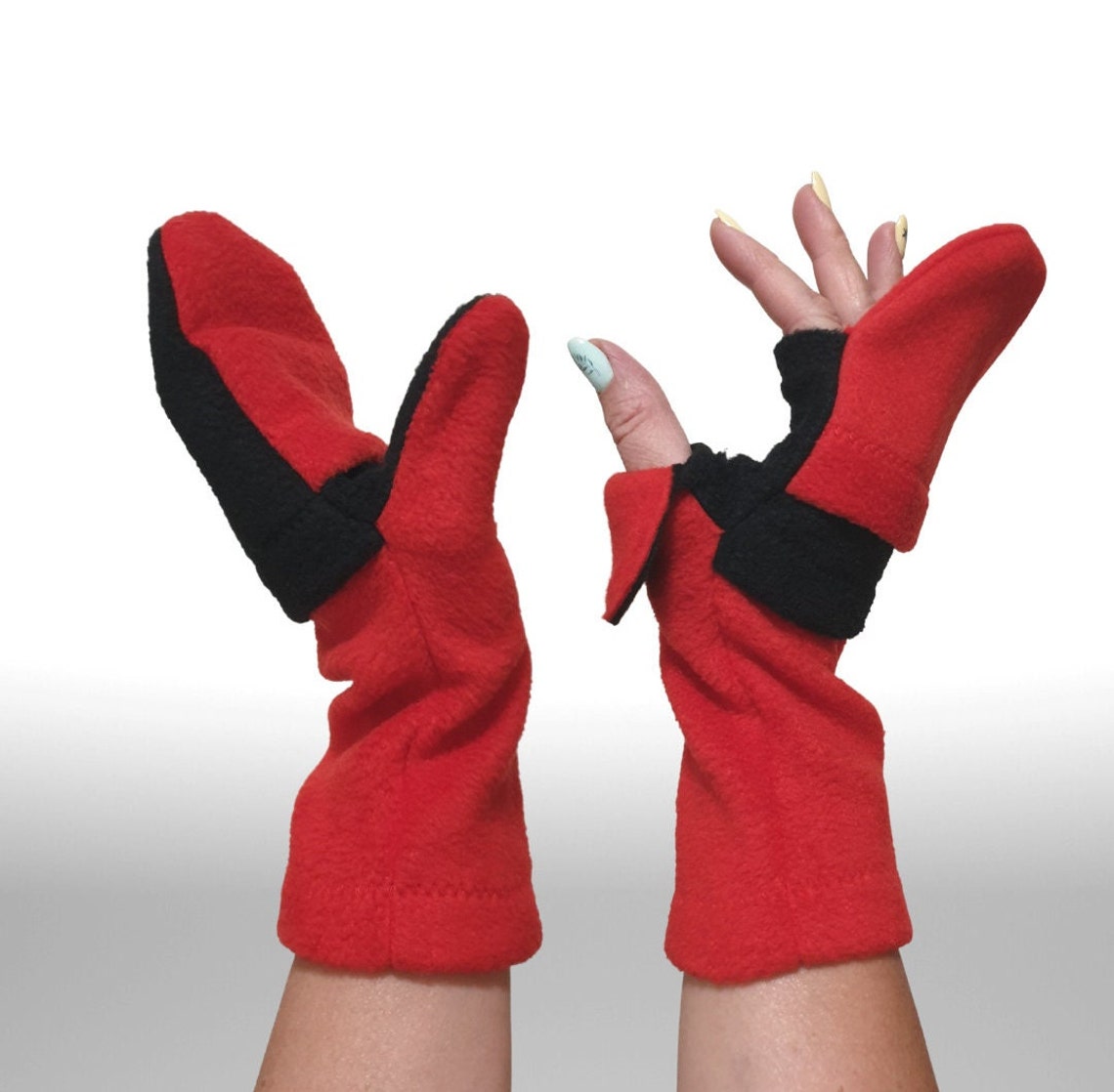 Custom Glittens Convertible Mittens Fingerless Gloves Unisex Two Colors ...
