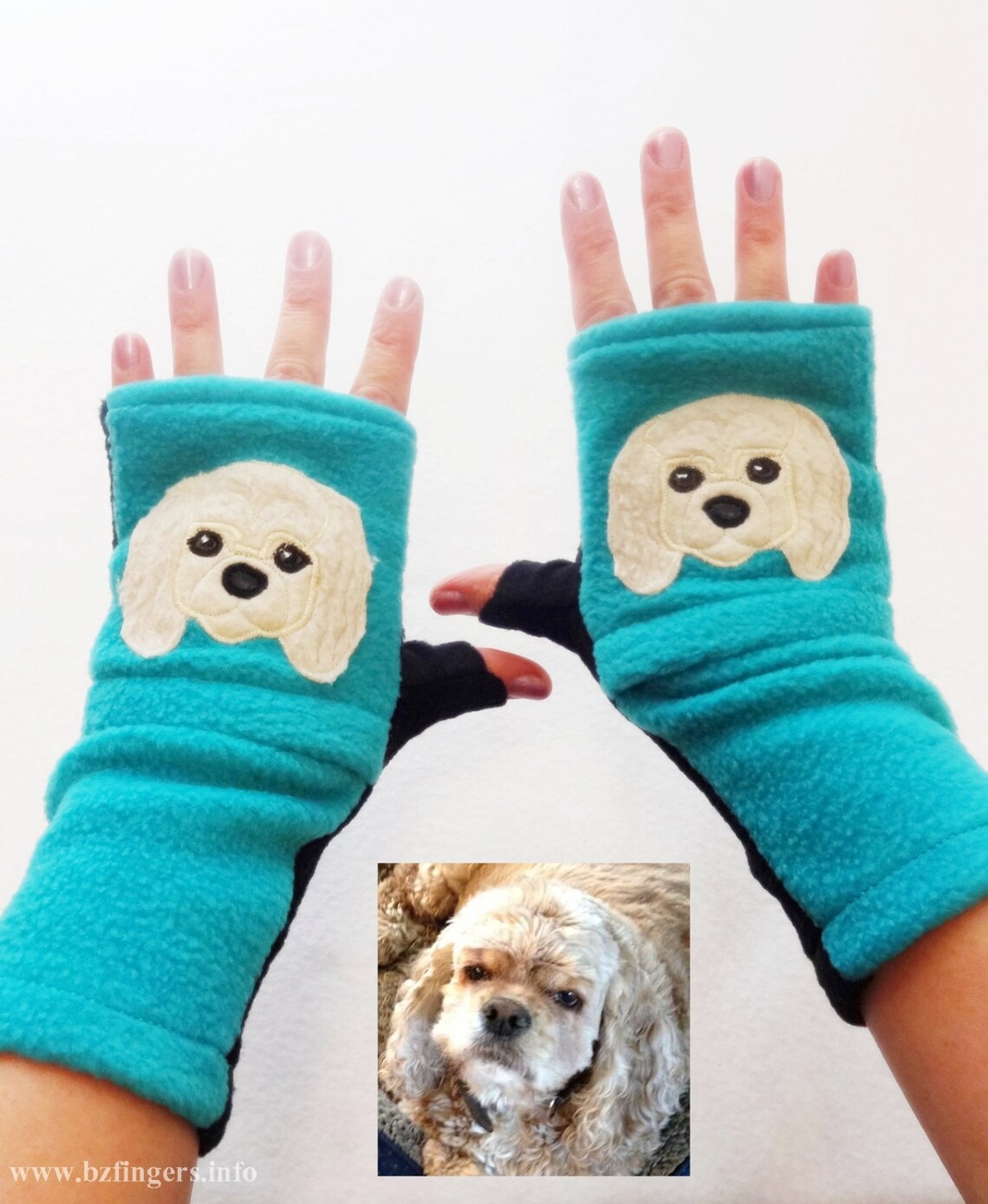 Dog Portrait Custom Fingerless Gloves With Pockets. Dog Walking / Dog ...