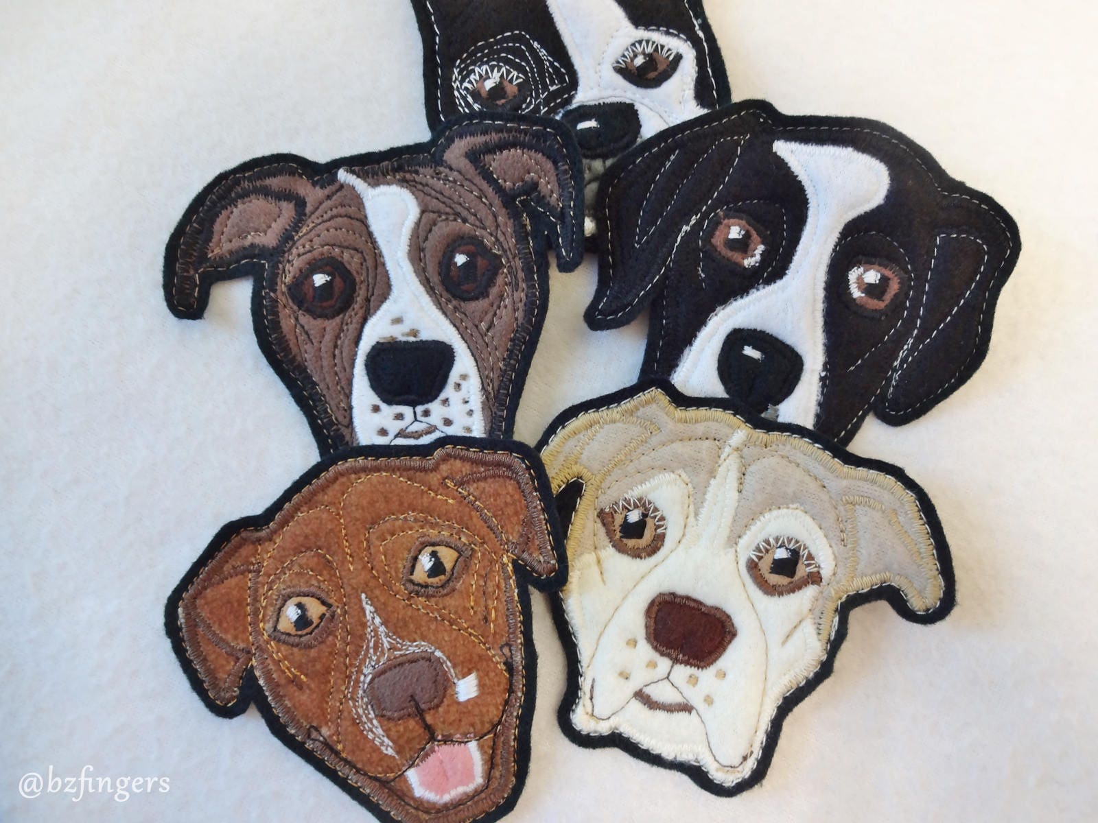 Dog Portrait Patch. Personalized Custom Dog Gift. Textile Art. Pit Bull ...