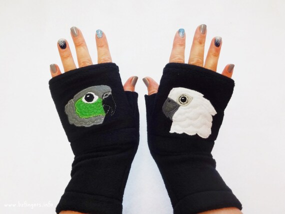 Personalized With Your Parrots Gloves. Custom Fingerless Gloves With Pockets for Parrot Lovers Etsy