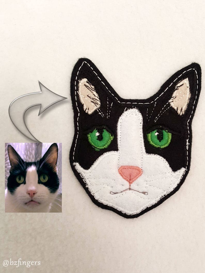 Cat Portrait Custom Patch. Textile Art - Etsy Israel