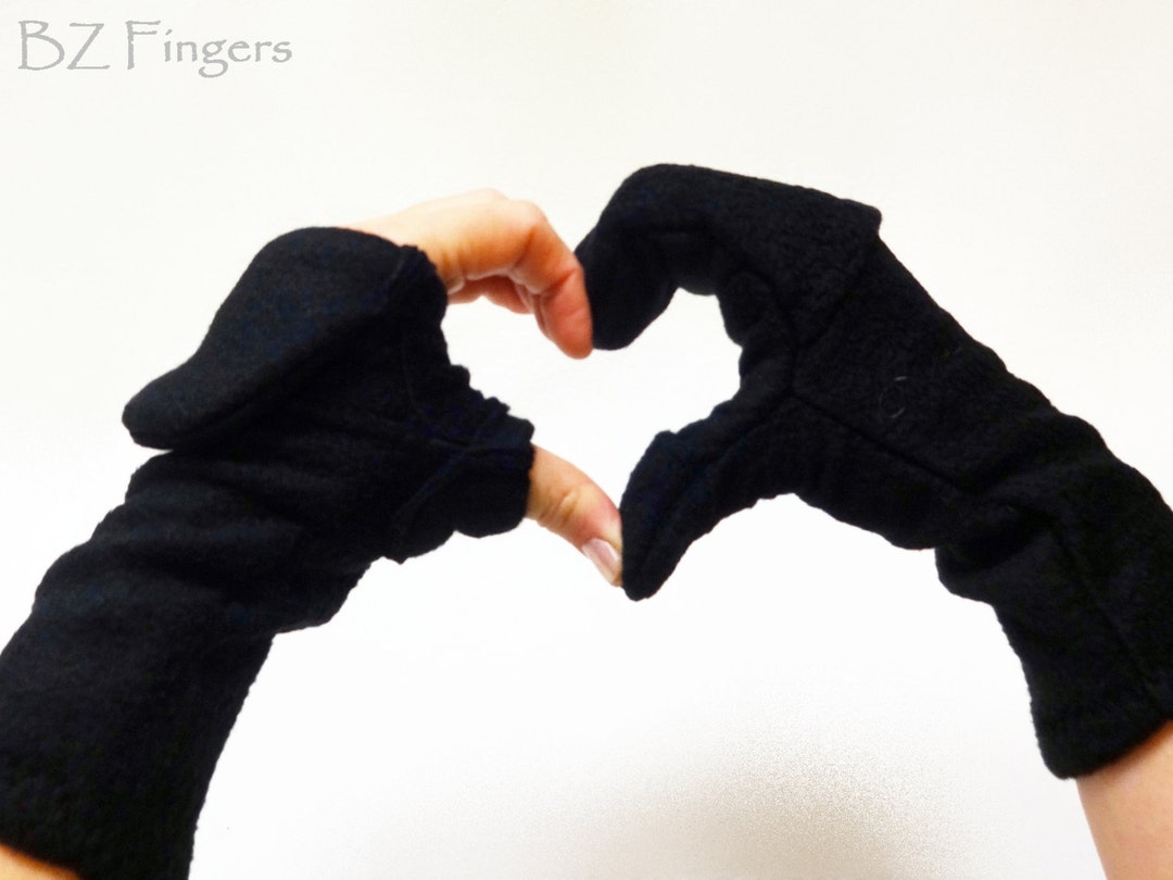 Glittens Convertible Mittens Fingerless Gloves Unisex One Color - Etsy