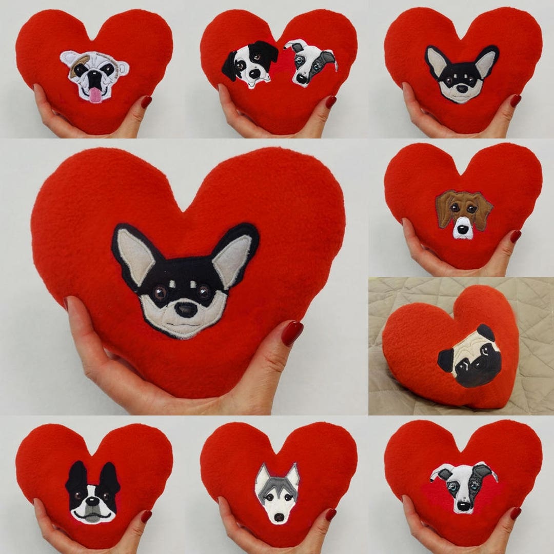 Dog Portrait Small Heart Pillow Personalized With Your Pooch Patch - Etsy