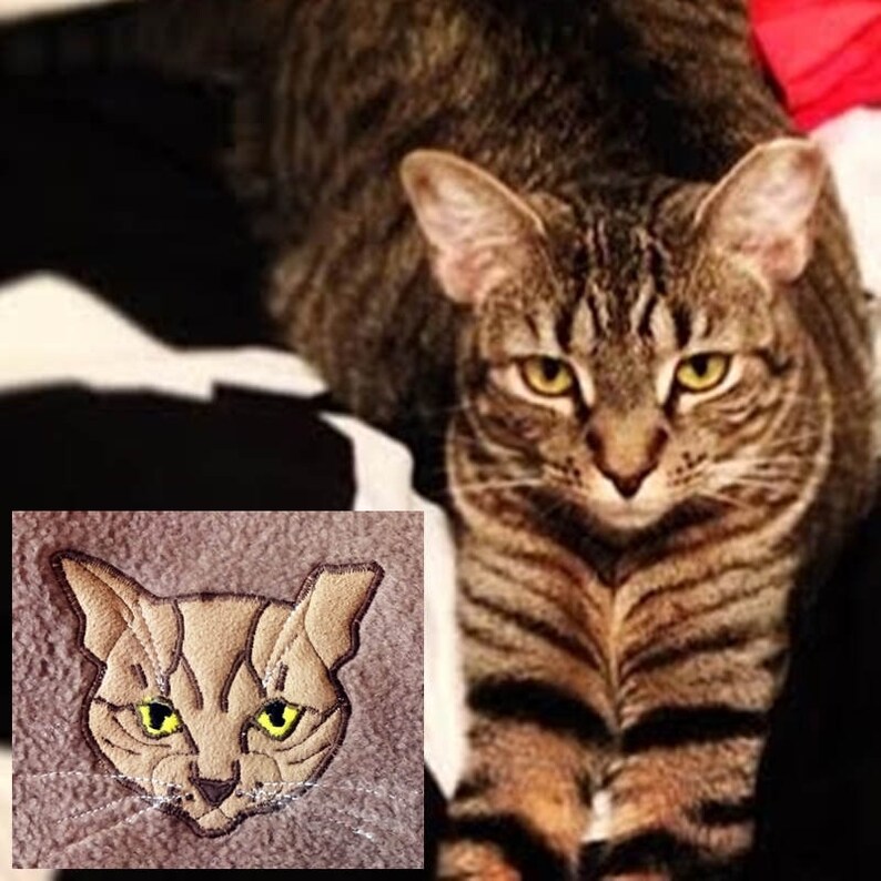 Cat Portrait Custom Patch. Textile Art - Etsy Israel