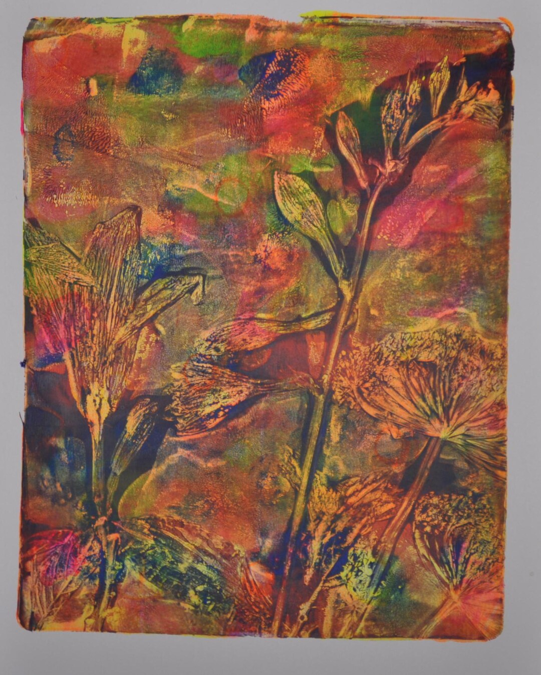 Mixed Floral Monotype With Multi Colors Gel Plate Print - Etsy