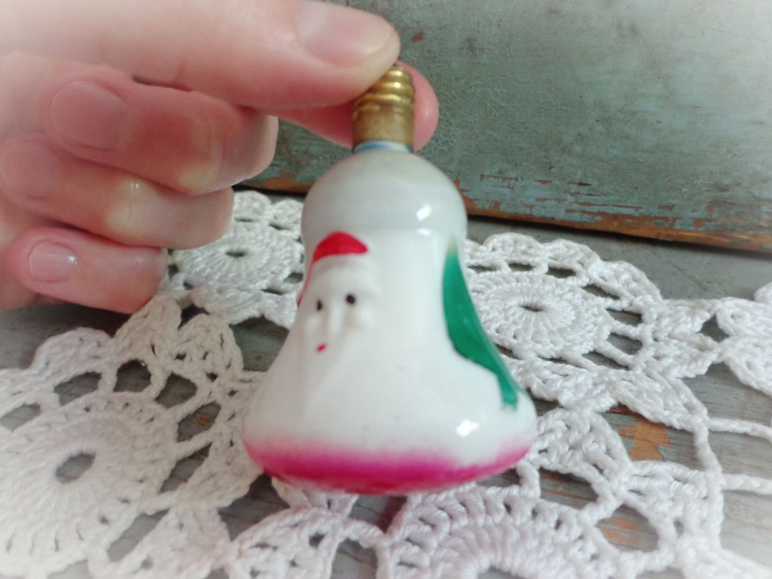 Antique Milk Glass Christmas Light Bulb Santa Bell Shape Bulb ...