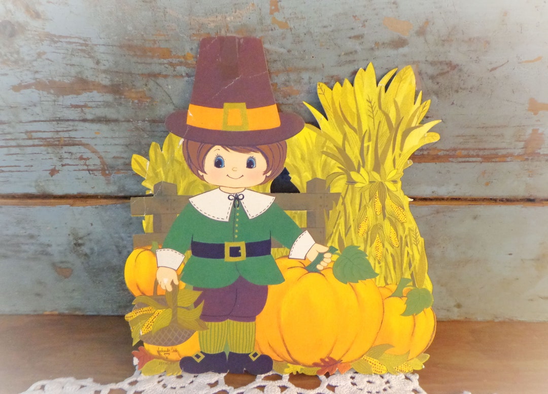 Vintage Thanksgiving Die Cut Decoration Pilgrim Pumpkins - Etsy