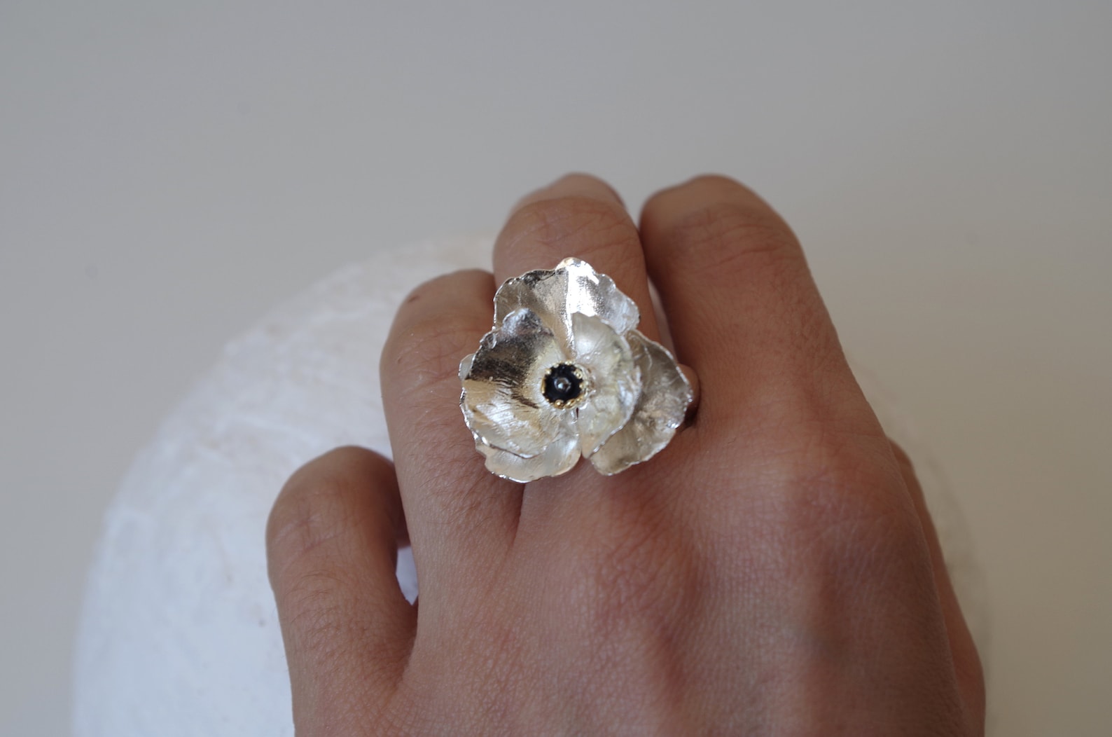 Poppy Ring Sterling Silver and Gold Statement Flower Ring - Etsy