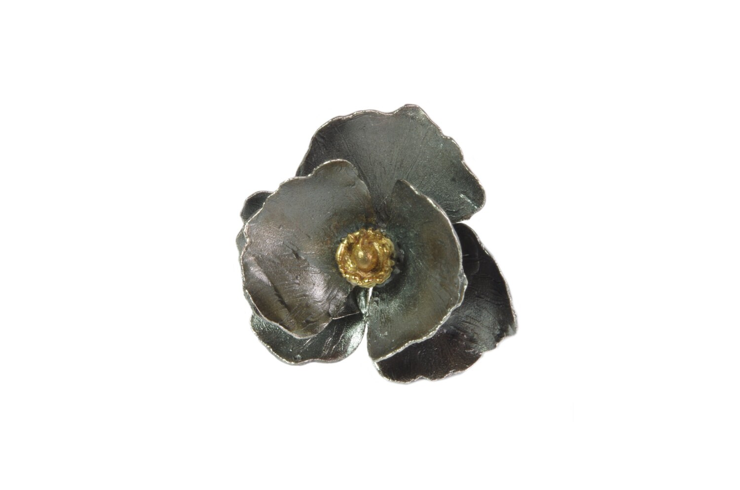 Black Flower Ring in Sterling Silver Poppy Ring Oxidized - Etsy