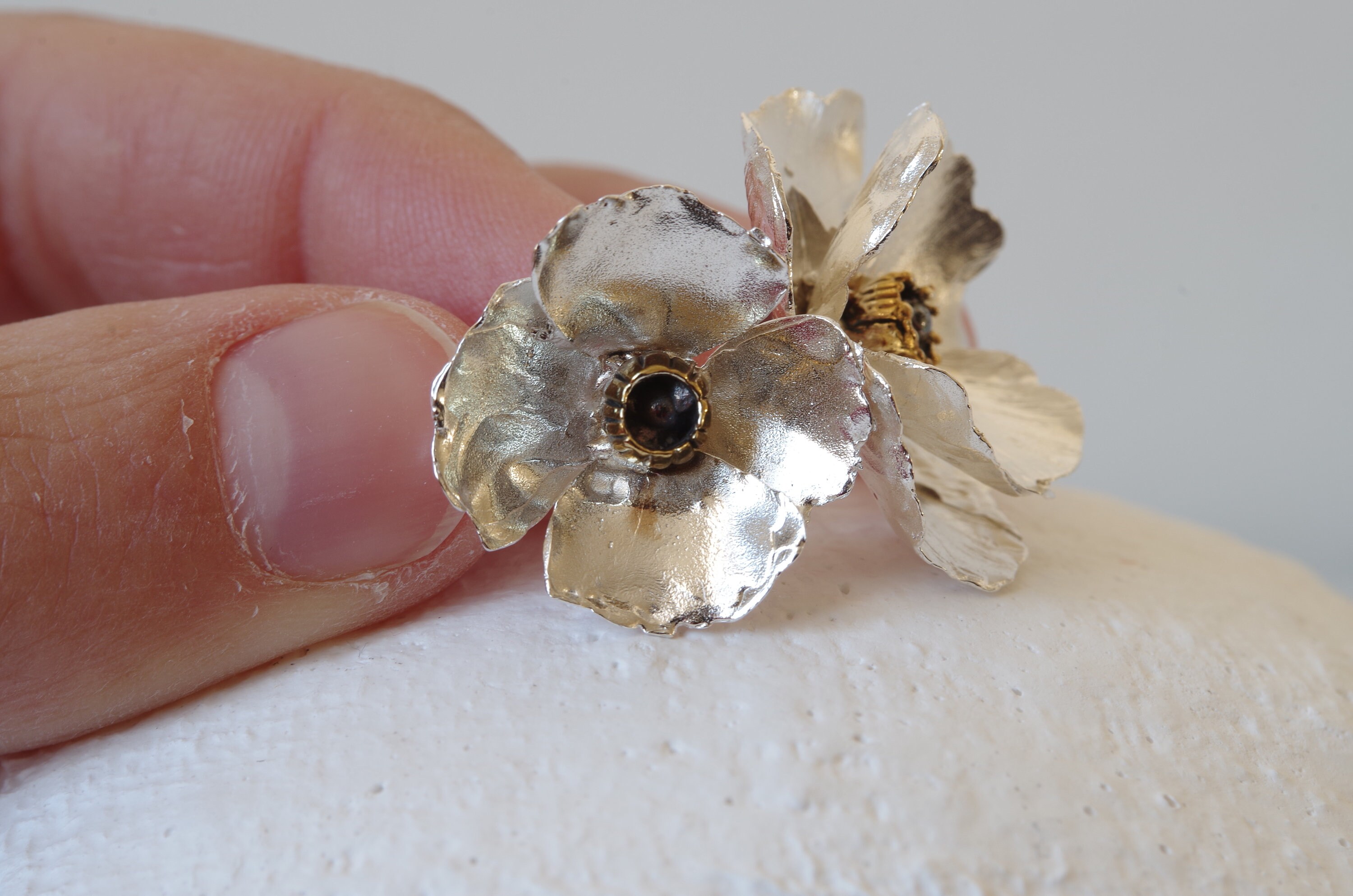 Sterling Silver Poppy Ring. Adjustable Flowers Ring. Big | Etsy