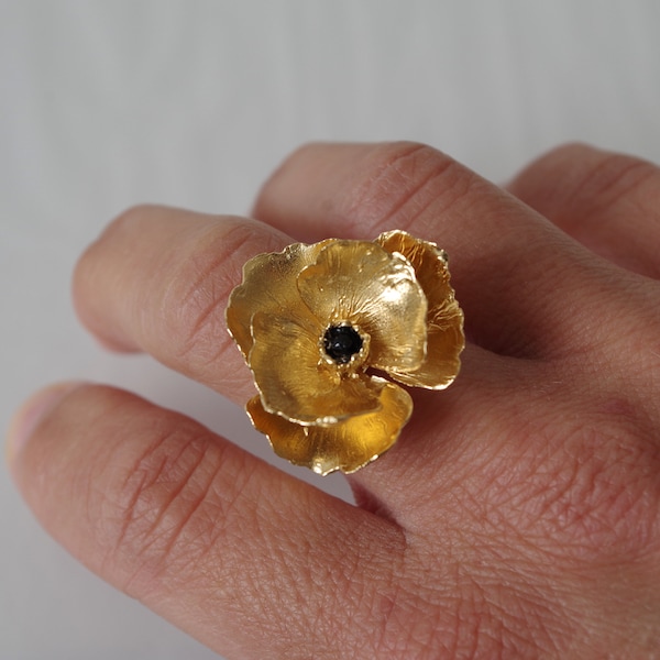 Poppy Flower Ring - Etsy