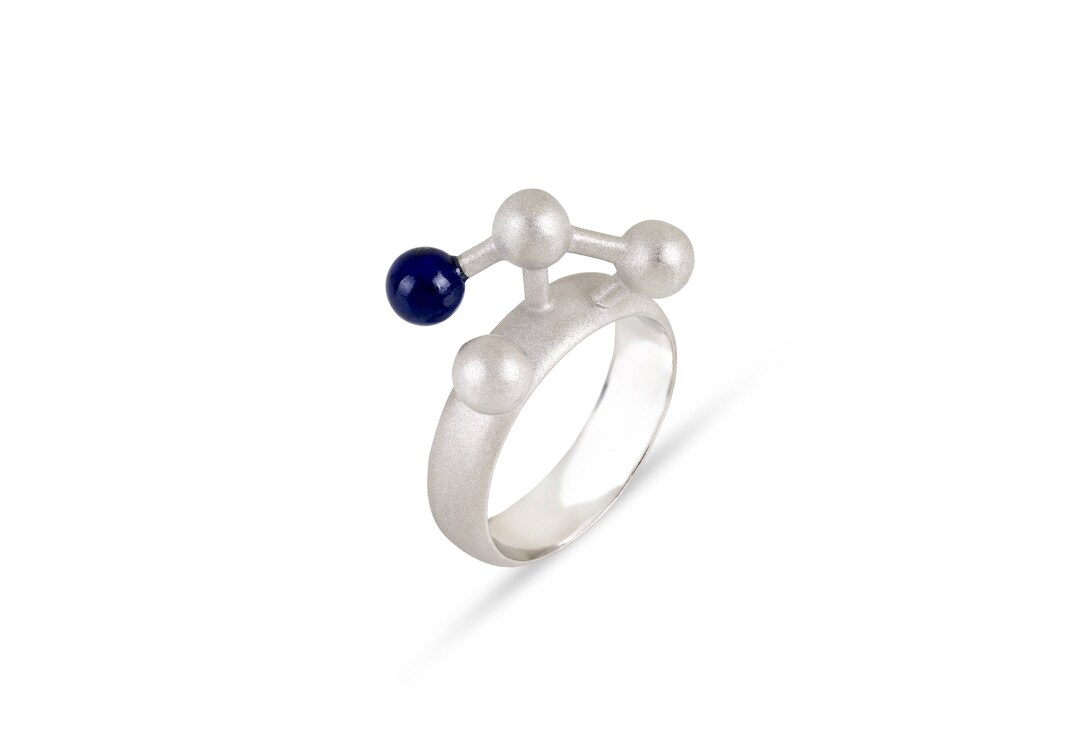 Astronomical Sphere Ring Sterling Silver, Geometric Ring With Lapis ...