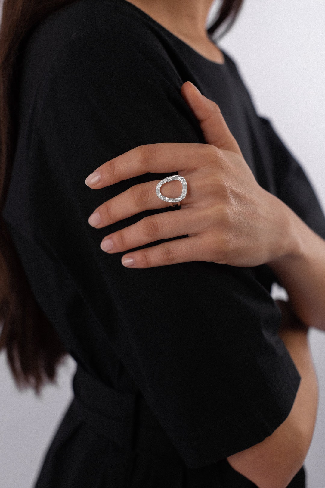 Handmade Open Circle Ring, Irregular Shape Ring Sterling Silver - Etsy